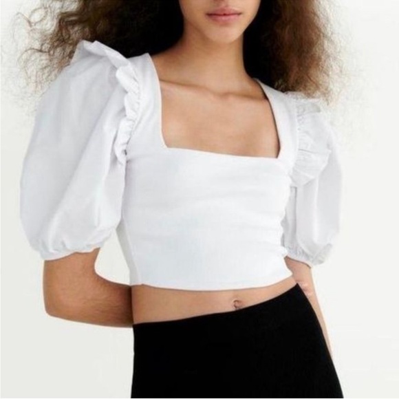 Zara | Tops | Nwt Zara Square Neck Cropped Blouse Size S | Poshmark